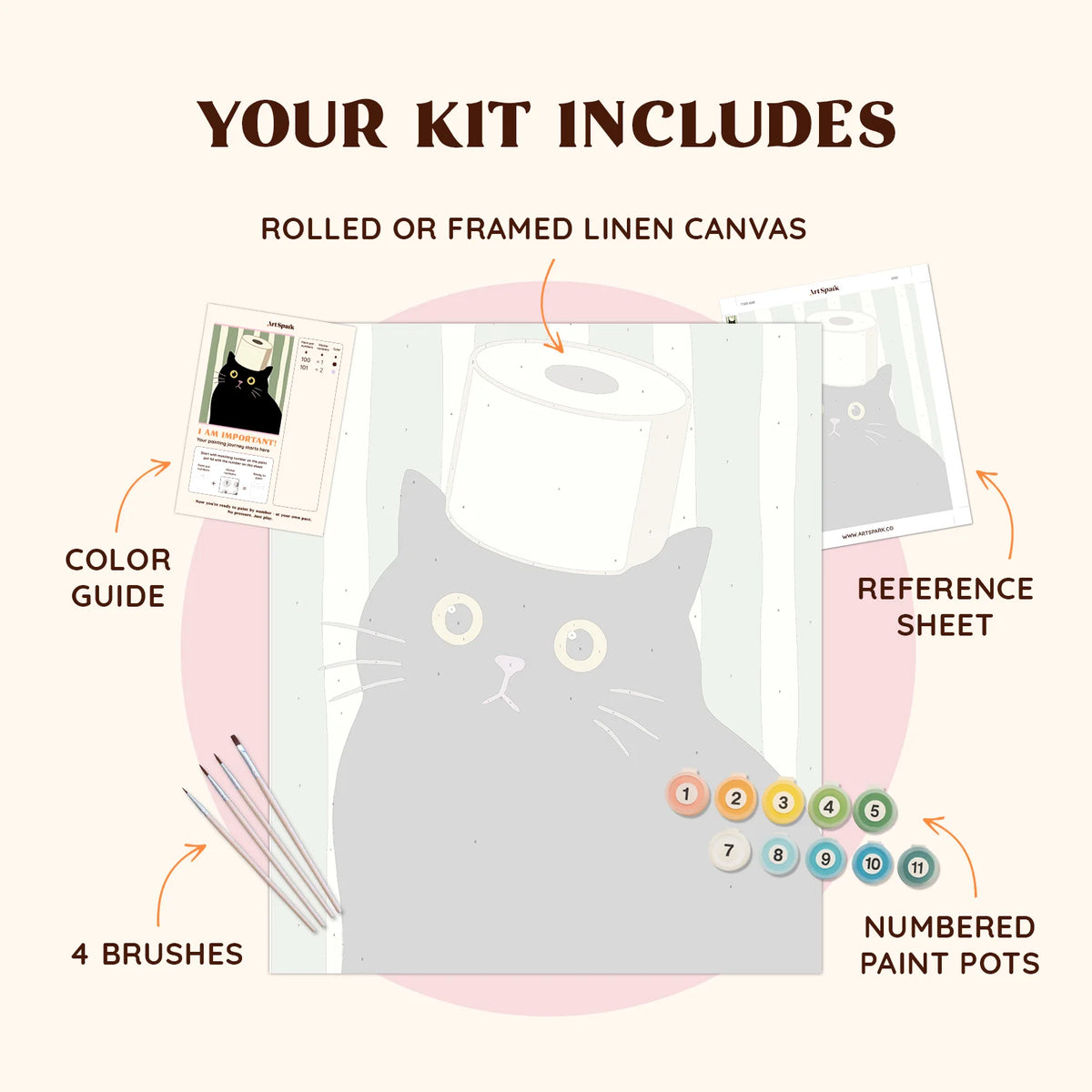 Toilet Trouble Paint by Numbers Kit – Funny Black Cat Art – ArtSpark